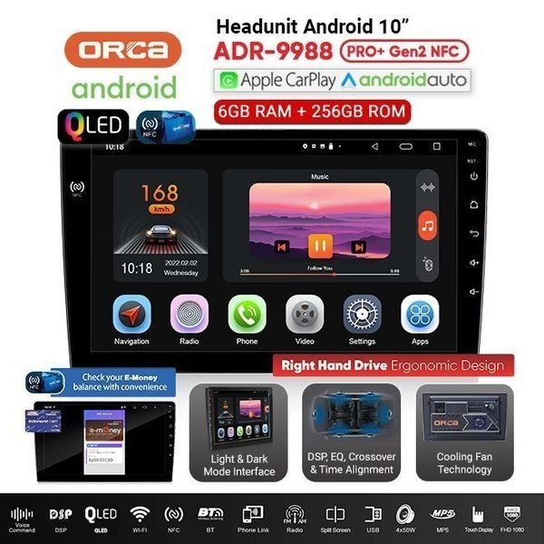 Jual Headunit Android Orca G2 CarPlay NFC 10 Inch Ram 6/256 + Camera ...