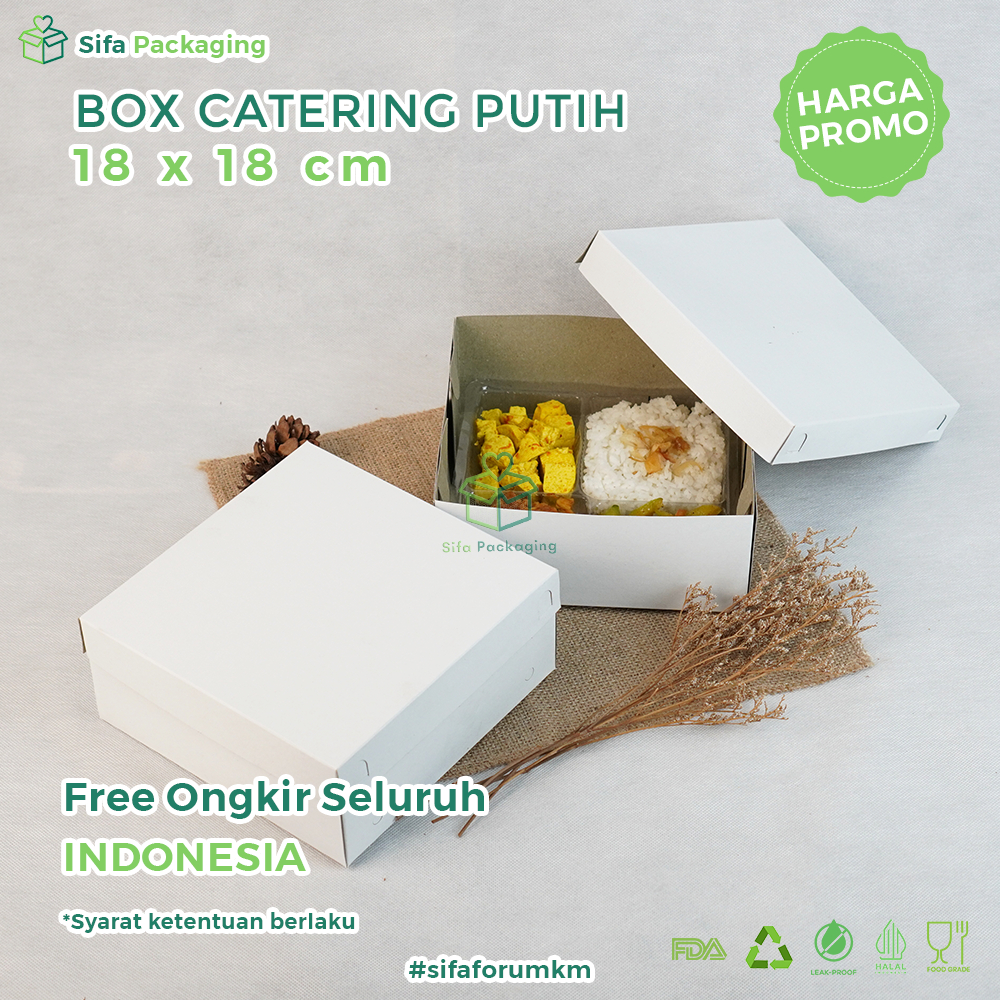 Jual Dus Nasi 18x18 Duplek Tebal 350 GSM Box Catering Putih Kotak Makan ...