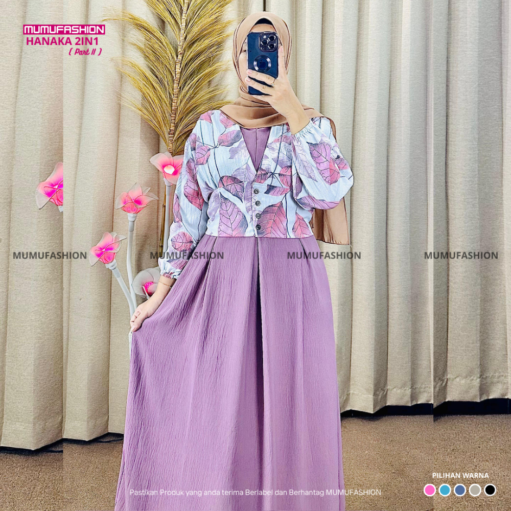 Jual MUMU GROSIR - ( READY STOK ) ( Part 2 ) Harga Spesial Live HANAKA 2IN1 GAMIS OUTER MOTIF ...
