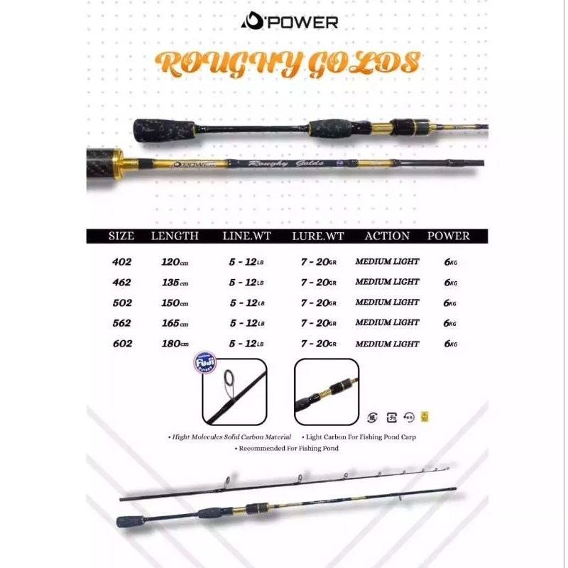 Jual joran spining dpower roughy gold carbon solid | Shopee Indonesia