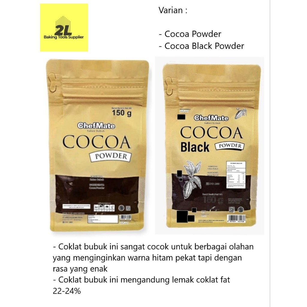 Jual Chefmate Cocoa Powder Cocoa Black Powder Coklat Bubuk 150 gr | Shopee Indonesia