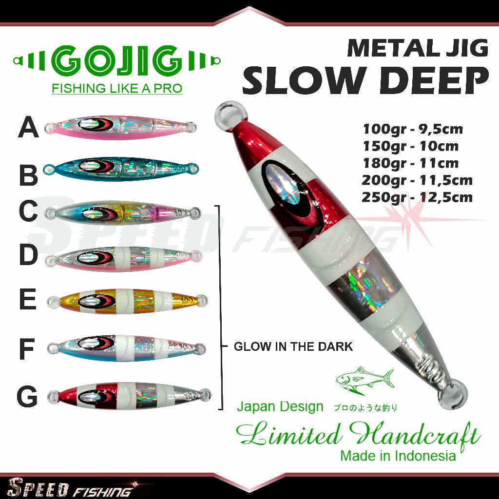 Jual Metal Jig GOJIG Slow Deep 100g 150g 180g 200g 250g Handmade Metal Jig | Shopee Indonesia
