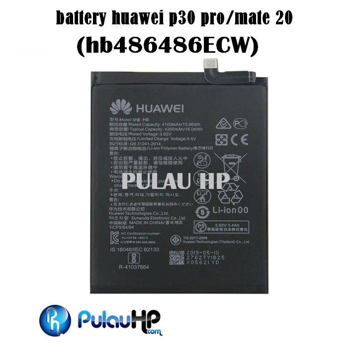 Jual BATTERY PH HUAWEI P30 PRO/MATE 20 PRO (HB486486ECW) ORI | Shopee ...
