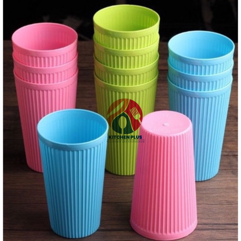 Jual (12pcs) GELAS PELANGI/GELAS BULAT WARNA SOFT/GELAS AIR/TEMPAT ...