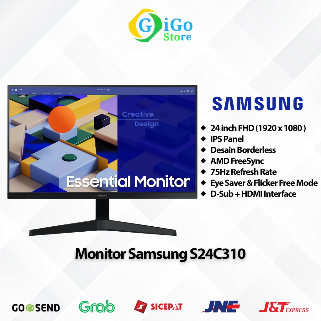 Jual LED Monitor Samsung S24C310 IPS FHD 24" FreeSync VGA HDMI ...