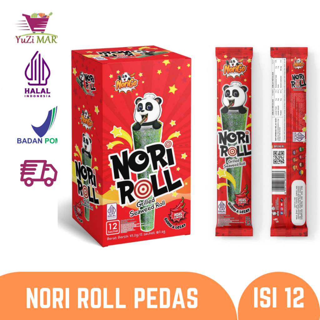 Jual Norigo / Snack Nori Roll Grilled Seaweed Roll 1 box isi 12Pcs ...