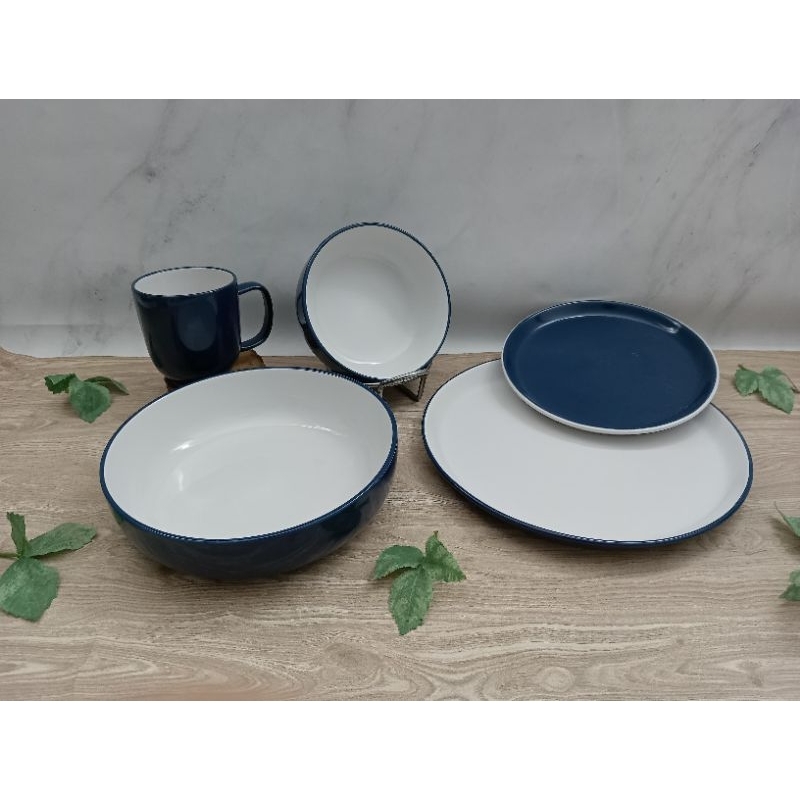 Jual [X9-27] Piring 8"inch PTH/BR/keramik/piring biru/piring aesthetic ...