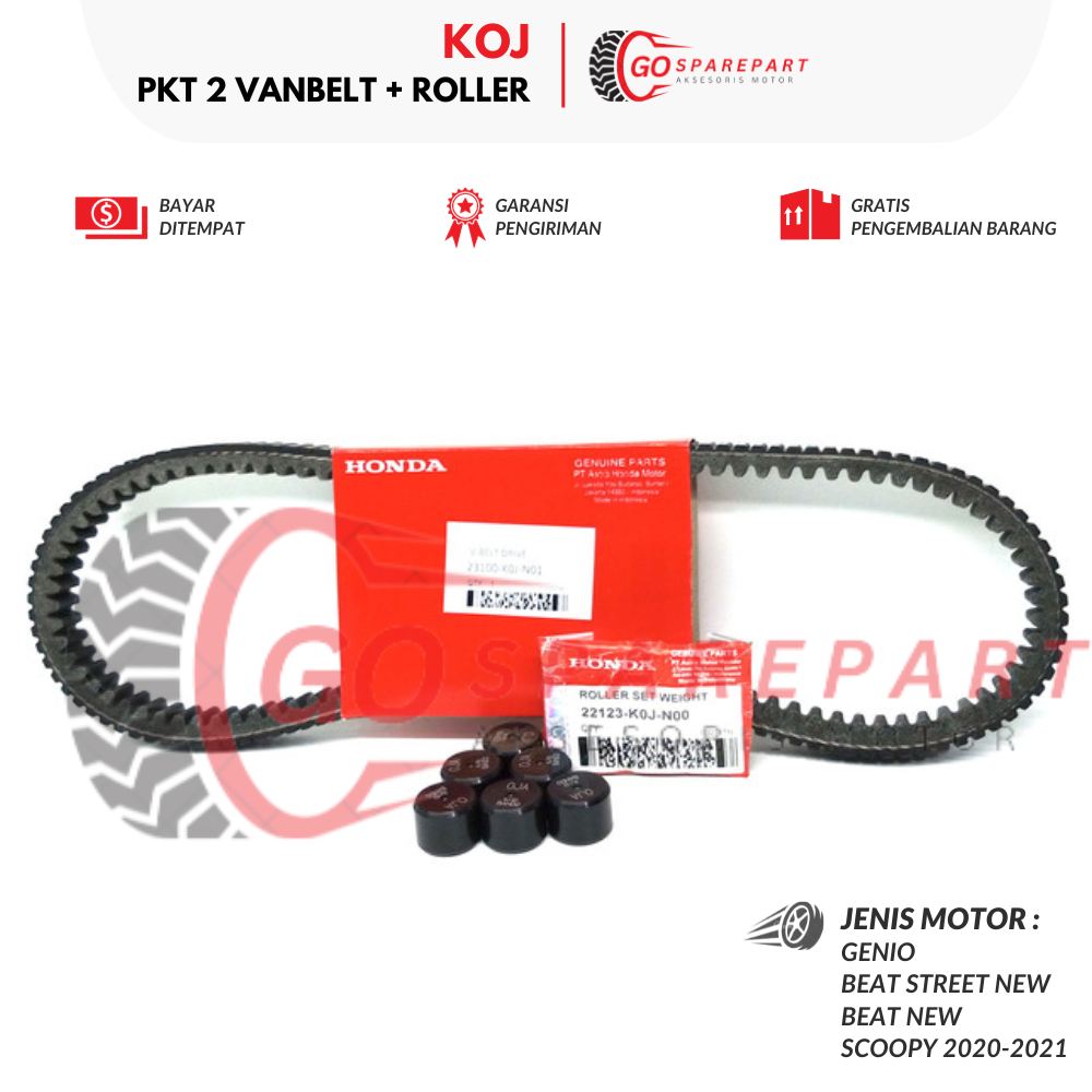 Jual (HONDA) PAKET 2 VANBELT + ROLLER GENIO KOJ / BEAT STREET NEW / BEAT NEW / SCOOPY 2020-2021 ...