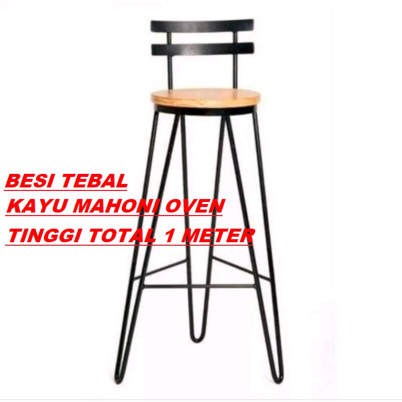 Jual TINGGI TOTAL 1 METER/KURSI CAFE/KURSI BAR/BANGKU CAFE/BANGKU BAR BESI KAYU/BANGKU VIRAL ...