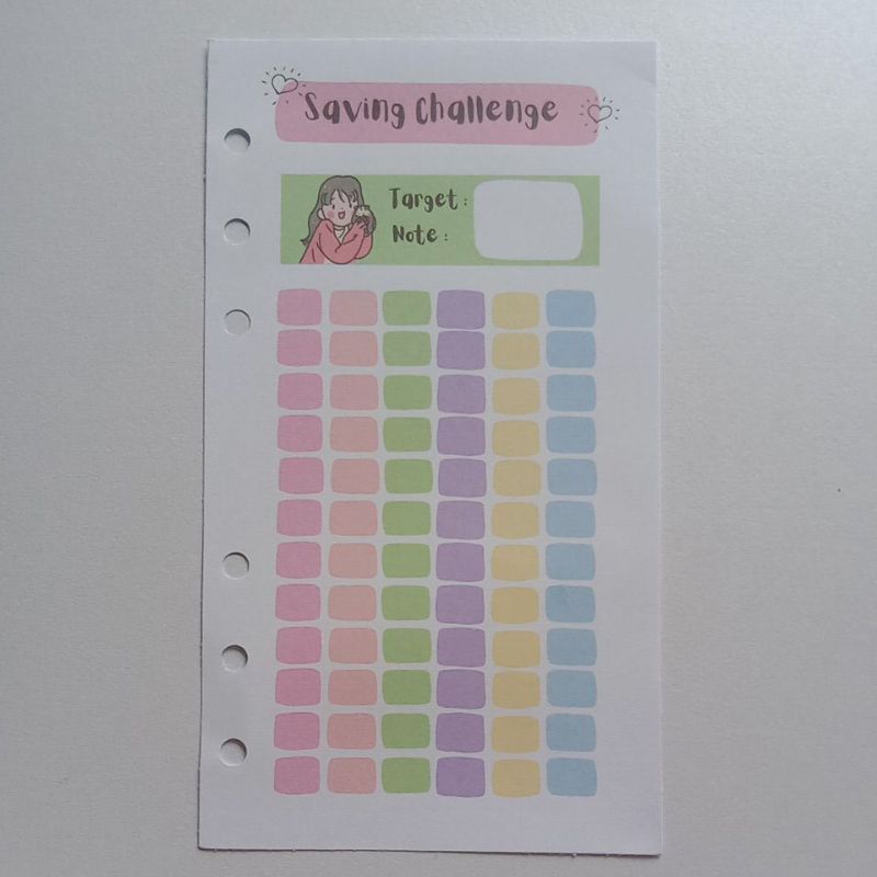 Jual Kertas Saving Challenge /Kertas Binder Tabungan /Kertas Binder A6 | Shopee Indonesia