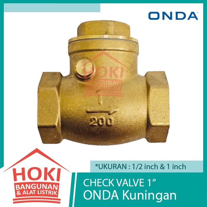 Jual CHECK VALVE ONDA KUNINGAN 1/2" 1" - Swing Tabo Klep Katup Kran 1/2 ...