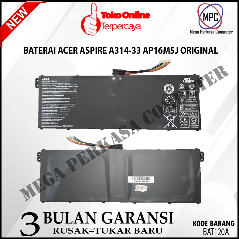 Jual Baterai Batere ACER A314-31 A314-32 A314-33 AP16M5J Original ...