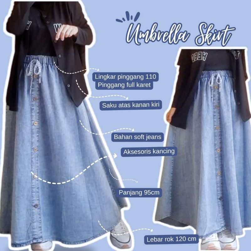 Jual ROK JEANS KANCING | ROK PANJANG WANITA | ROK CARGO LEBAR KOREAN ...