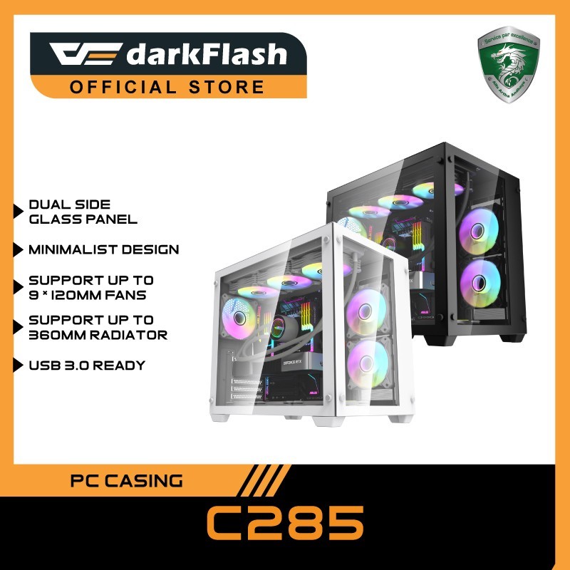 Jual Casing Darkflash C285 Atx Matx Itx Tempered Glass Shopee