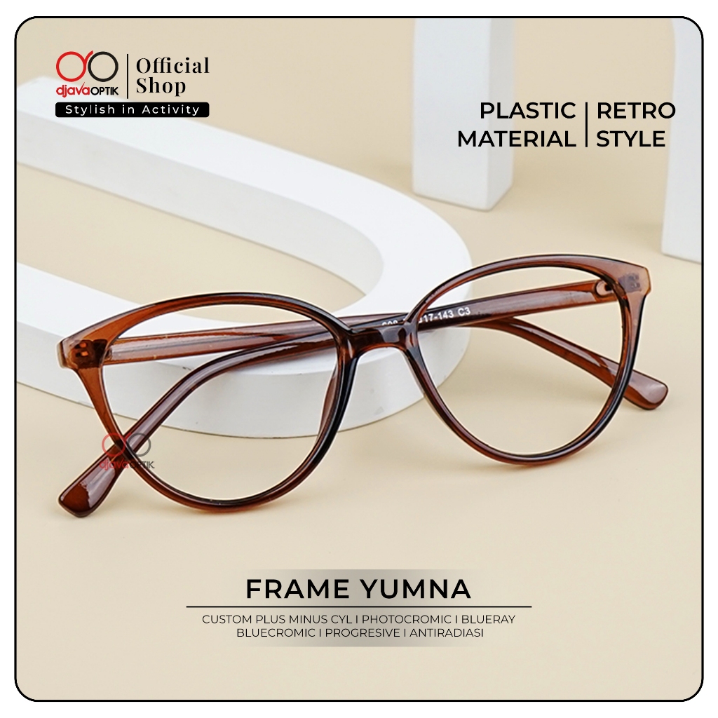 Jual DJAVA OPTIK - Frame Yumna - Kacamata Minus Photocromic Wanita Cat Eye Plastik Best Seller ...