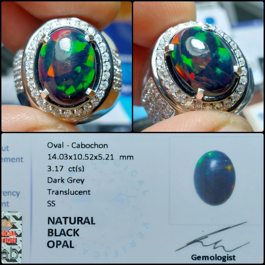 Jual Batu Black Opal Kalimaya Natural Asli Kembang Jarong Strong ...