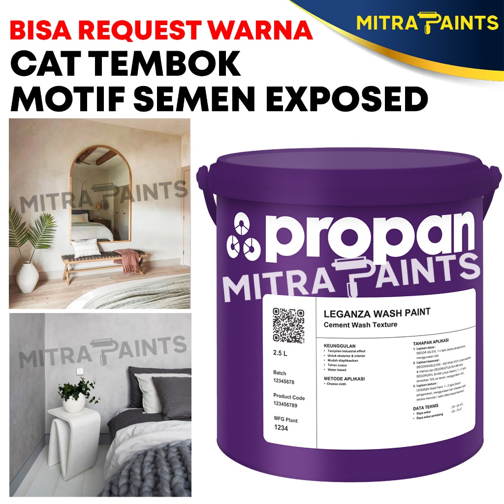 Jual PROPAN LEGANZA WASH PAINT 2,5 LITER CAT TEMBOK MOTIF SEMEN EKSPOS ...