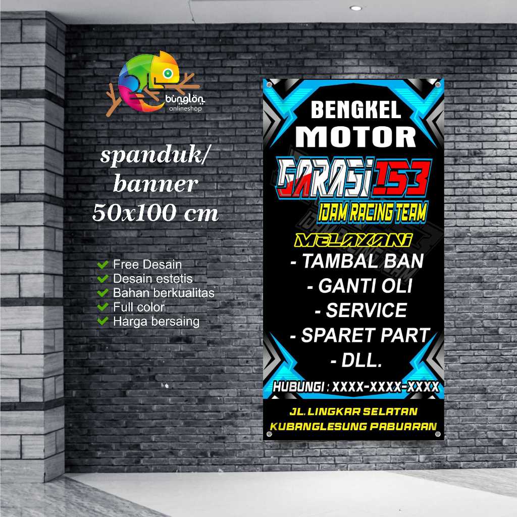 Jual Spanduk Banner 50x100 Bengkel Motor Custom Desain | Shopee Indonesia