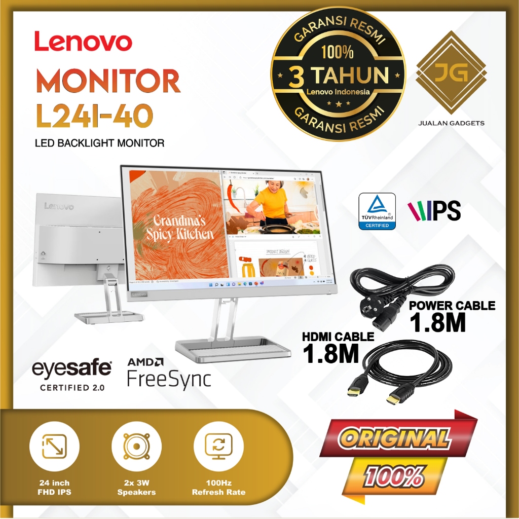 Jual Monitor Lenovo L24i-40 | 24 Inch IPS FHD | 100hz | Garansi Resmi ...