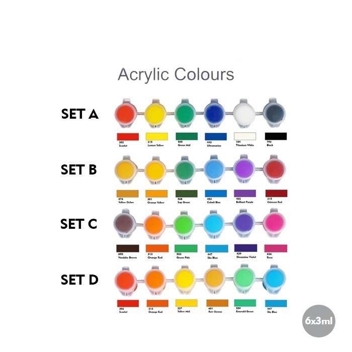 Jual Cat Acrylic Set 6 Warna 3ml REC Renteng Cat Akrilik Canvas Paint ...