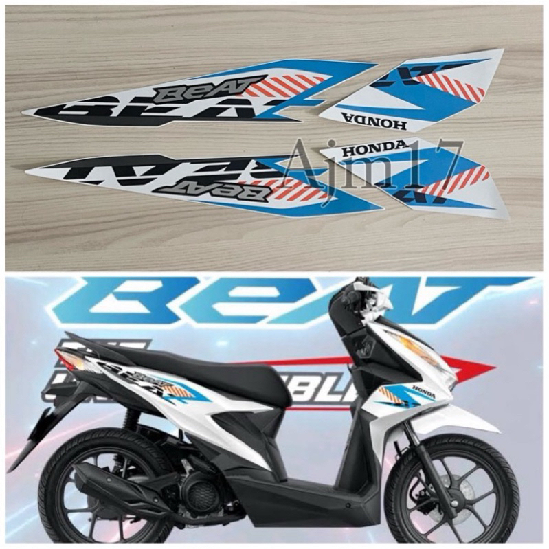 Jual STIKER STRIPING BEAT 2023 2024 PUTIH LIS BIRU | Shopee Indonesia