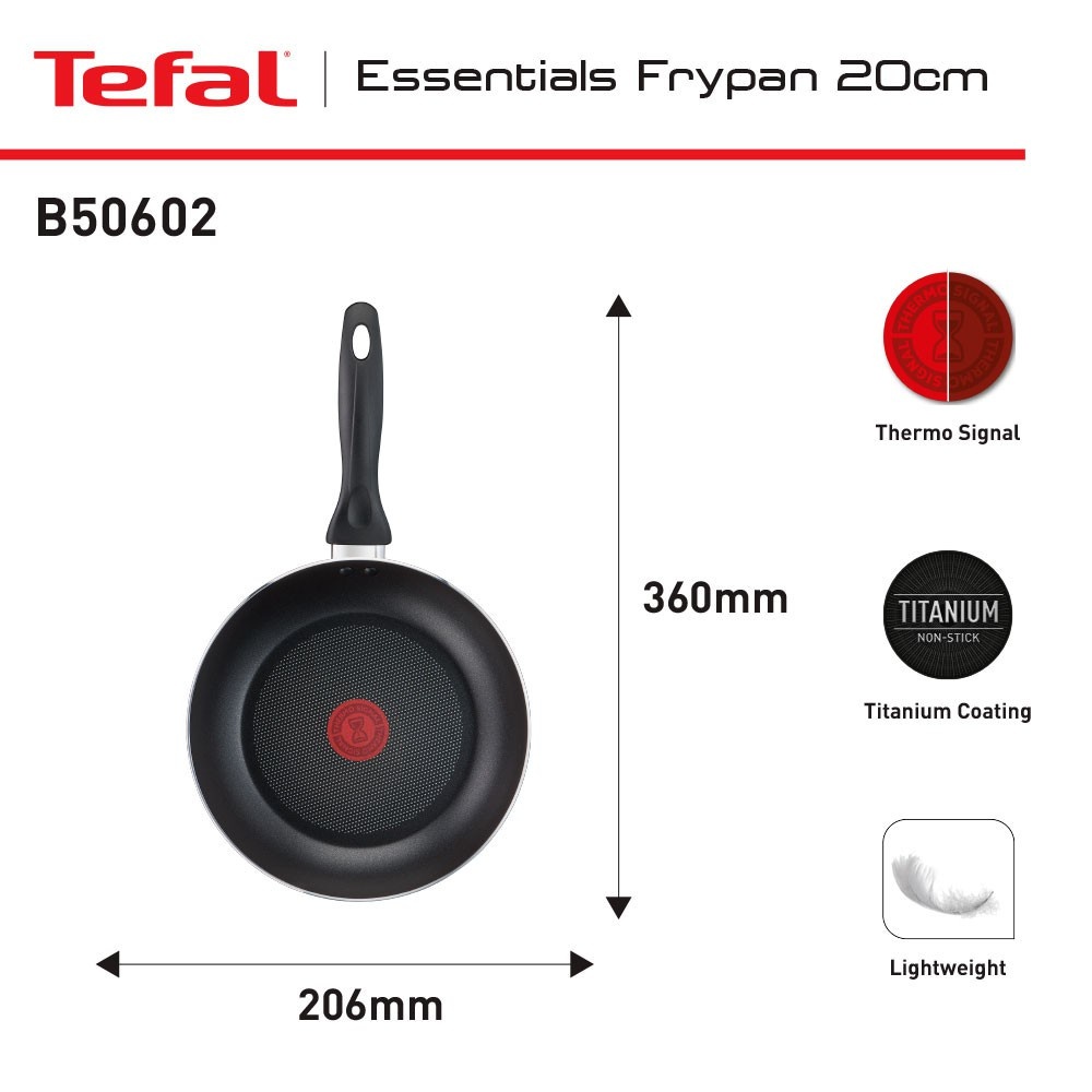 Jual TEFAL ESSENTIALS FRY PAN 20 CM B5060295 | Shopee Indonesia