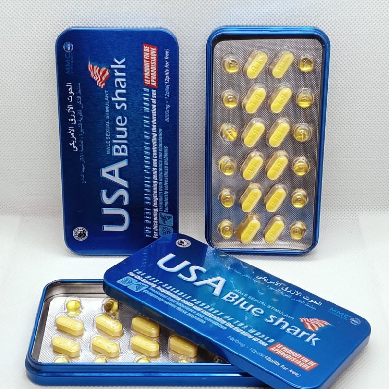 Jual obat kuat pria tahan lama lemah syahwat USA BLUE SHARK | Shopee ...