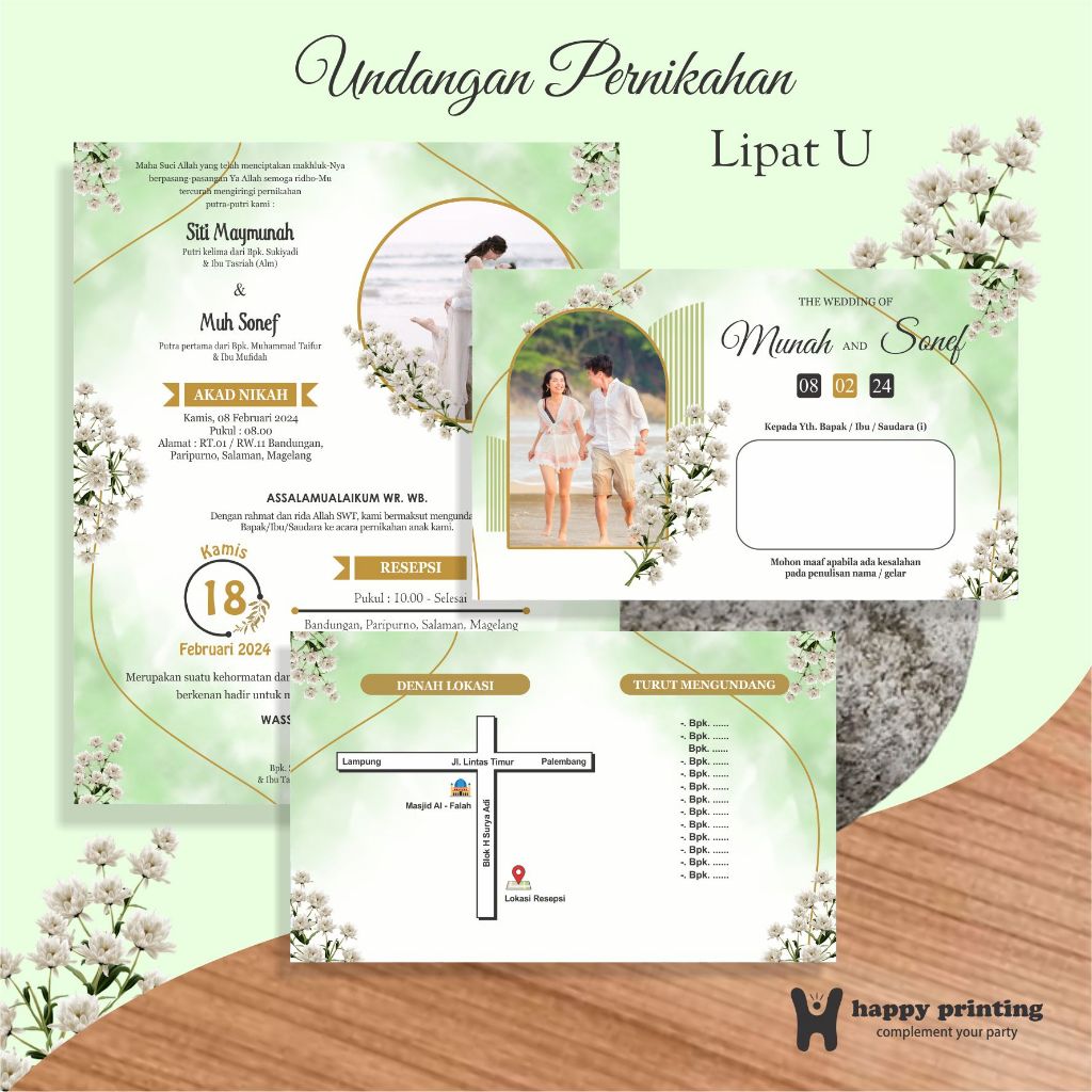 Jual Undangan pernikahan lipat U Free (desain, plastik, foto, denah ...