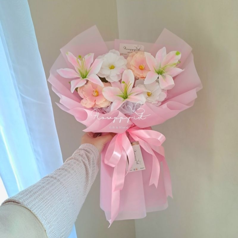 Jual Buket Bunga Artificial Bucket Lily Rose size M - Flower Bouquet ...