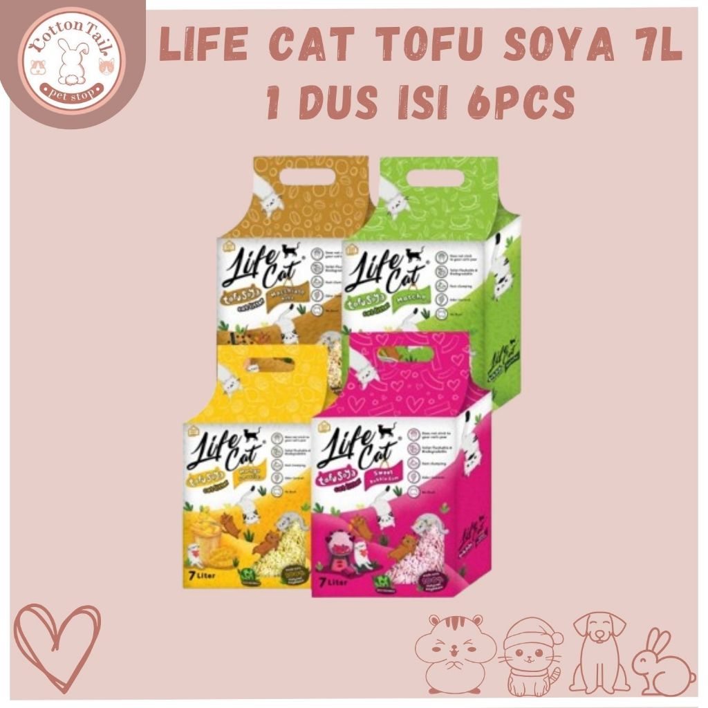 Jual [GROSIR] 1 DUS Life Cat Tofu Soya 7L - Pasir Kucing TOFU SOYA 7L ...