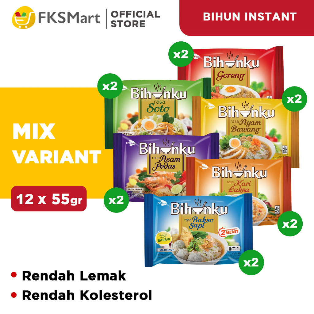 Jual Bihunku Mix Variant Rasa Paket Isi 12 | Instant Vermicelli Rice ...