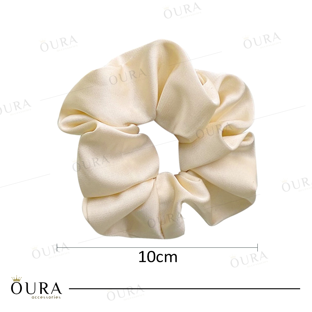 Jual Ikat Rambut Scrunchie Satin Elastis Polos Kunciran Rambut Korea ...