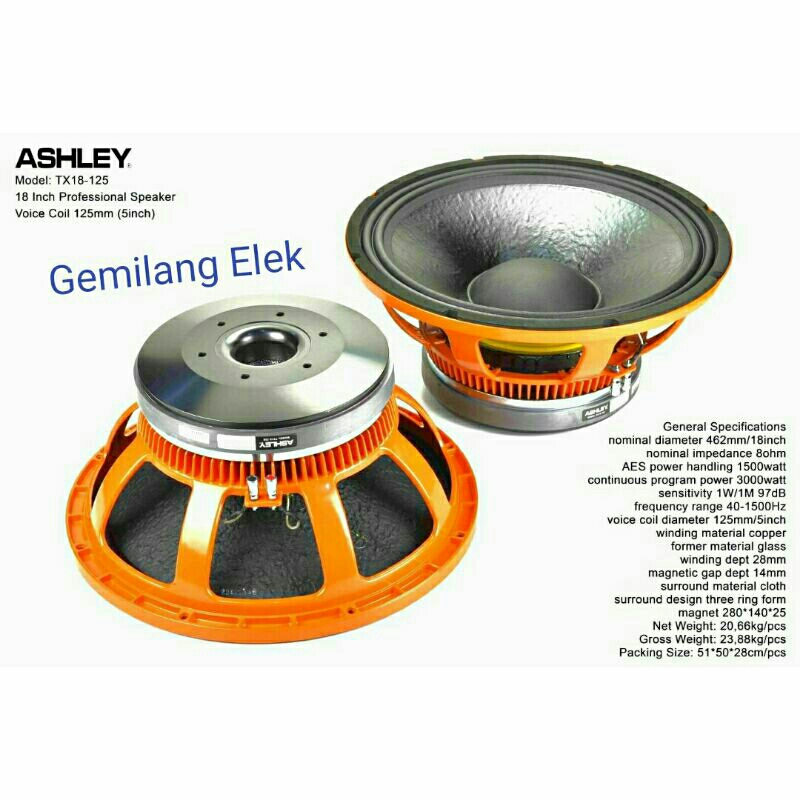 Jual Speaker ASHLEY 18 inch TX18-125 Original | Shopee Indonesia