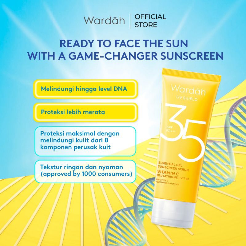 Jual Wardah UV Shield Essential Sunscreen Gel SPF 35 PA++-Sun Care 40ml ...