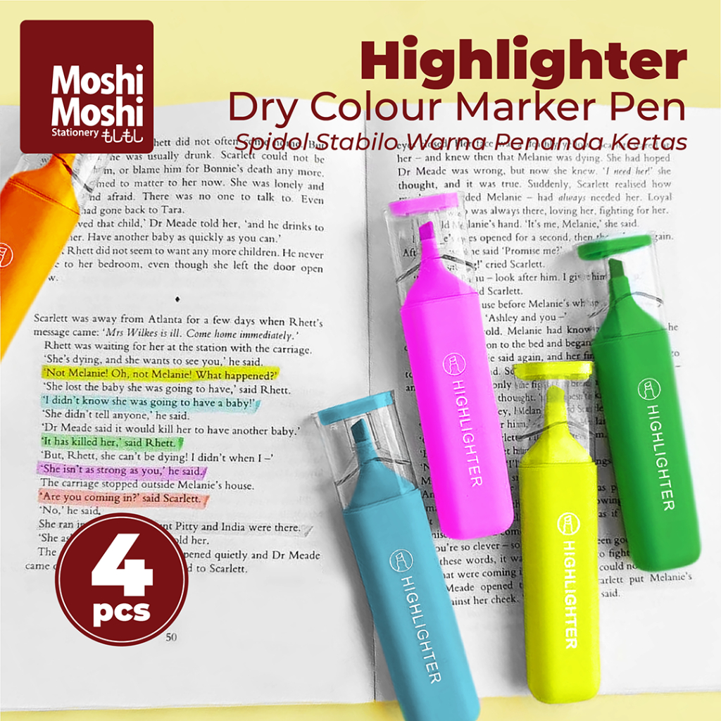 Jual 4 PCS Highlighter Dry Color Pen Marker Spidol Stabilo Penanda ...
