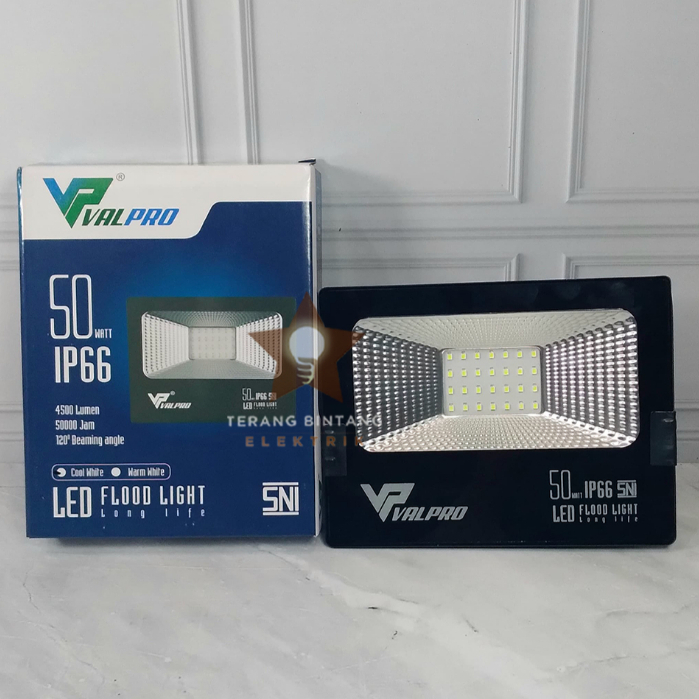 Jual Lampu sorot Led 50 watt valpro lampu sorot tembak 50 w ip 66 super bright putih danwarm ...