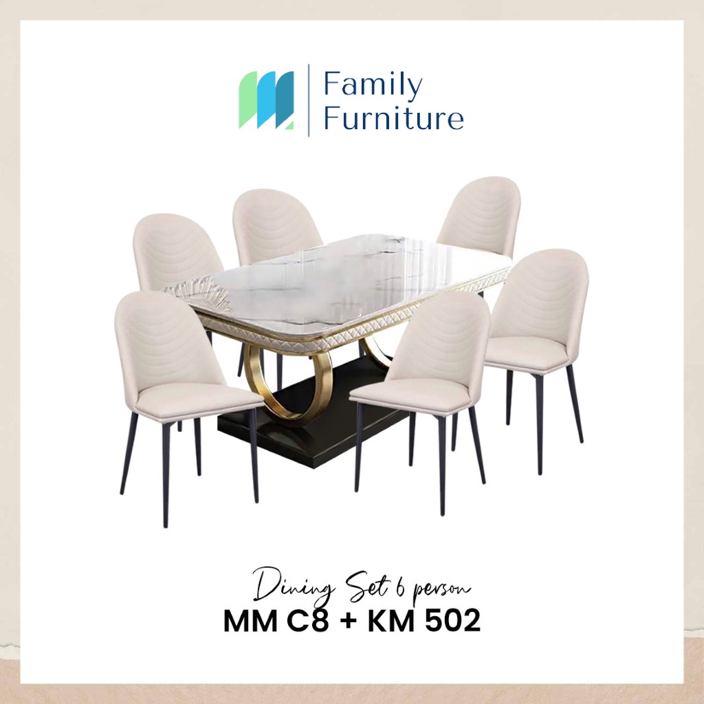 Jual Dining Set Meja Makan Set 6 Kursi Dudukan Busa Sandaran Busa Bulat | Shopee Indonesia
