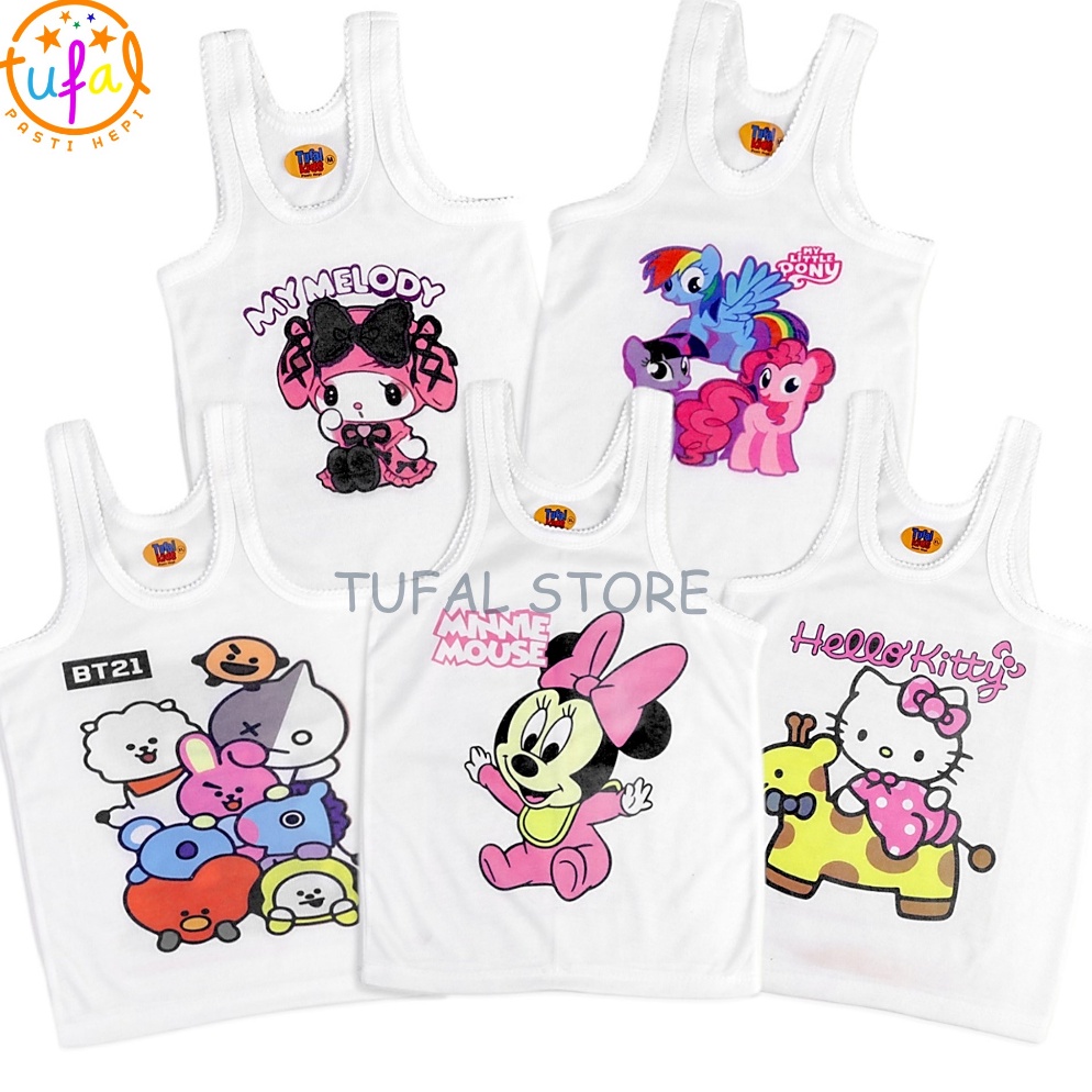 Jual Disc TrxT9f9E 6PCS Singlet Anak Perempuan Motif Sablon Karakter ...