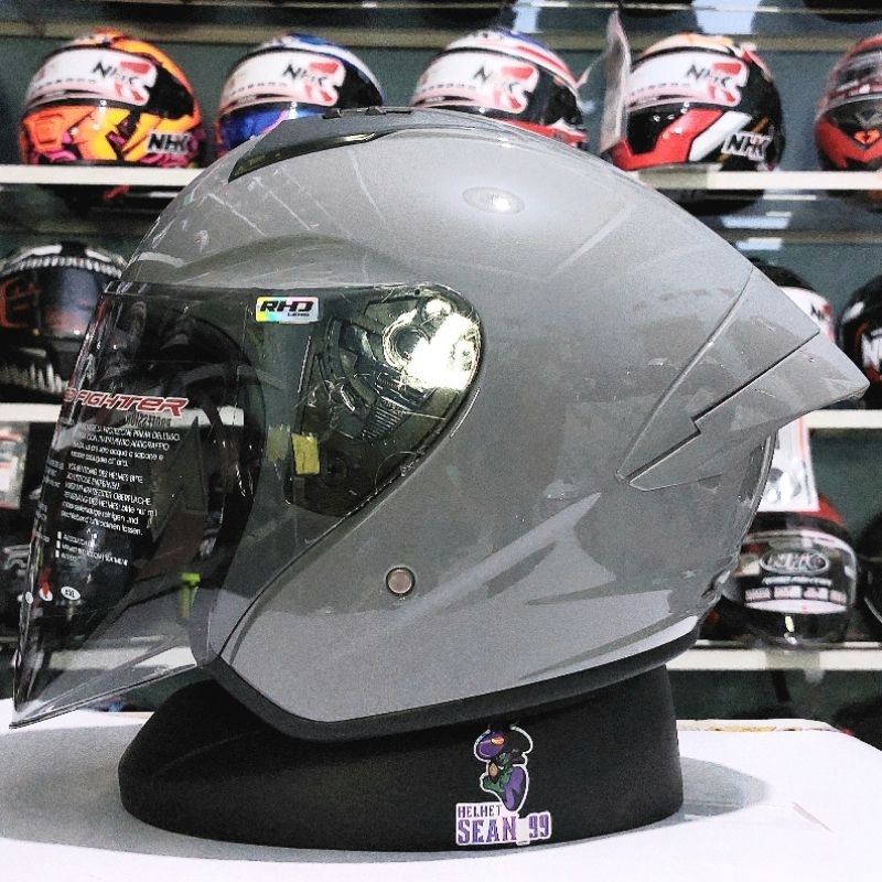 Jual HELM NHK N1 MAX SOLID DIM GREY GLOSSY VISOR LIGHT SMOKE RHD LENS ...