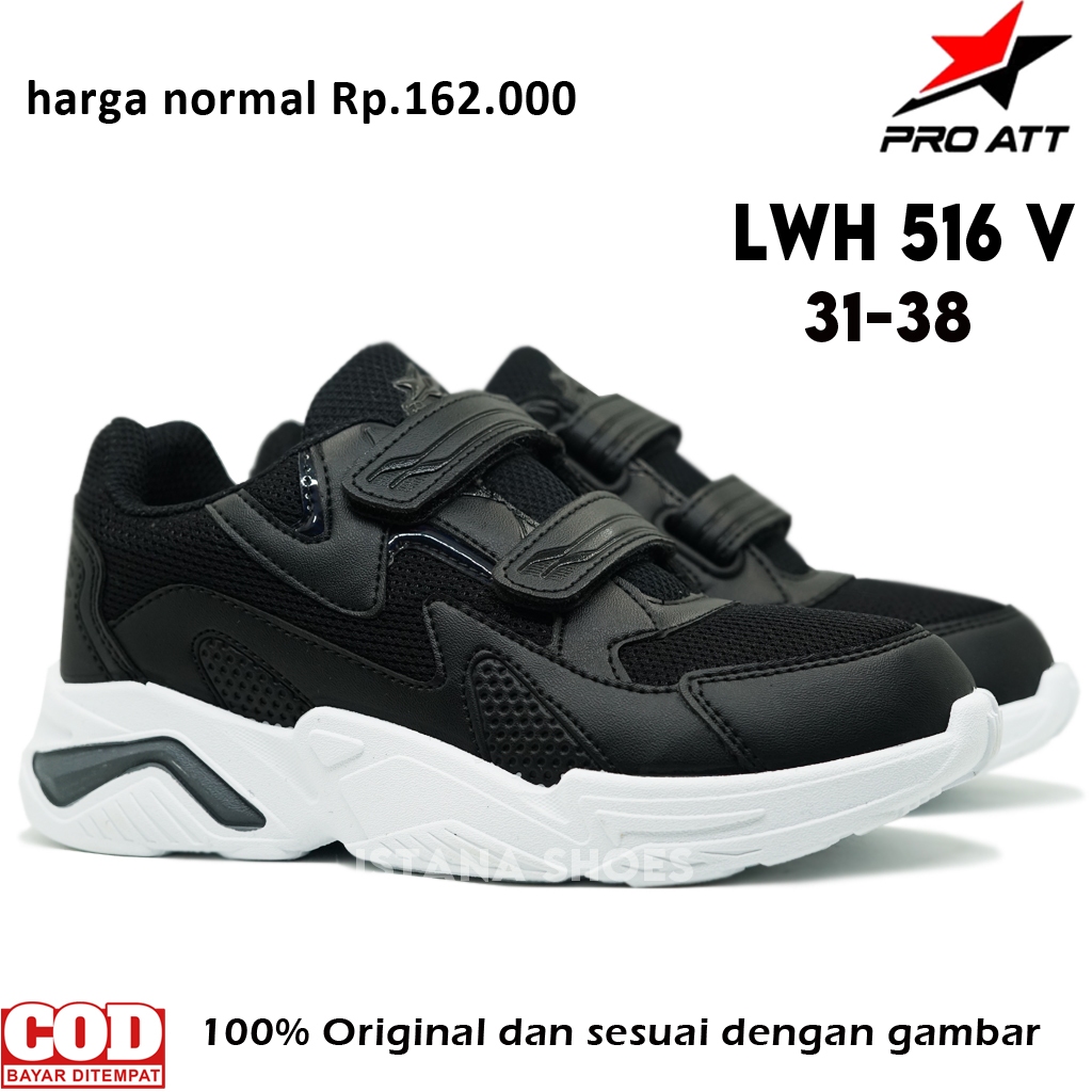 Jual Sepatu Sekolah Anak Laki Laki Perempuan PAUD TK SD SMP PRO ATT LWH 516 V HITAM PUTIH ...