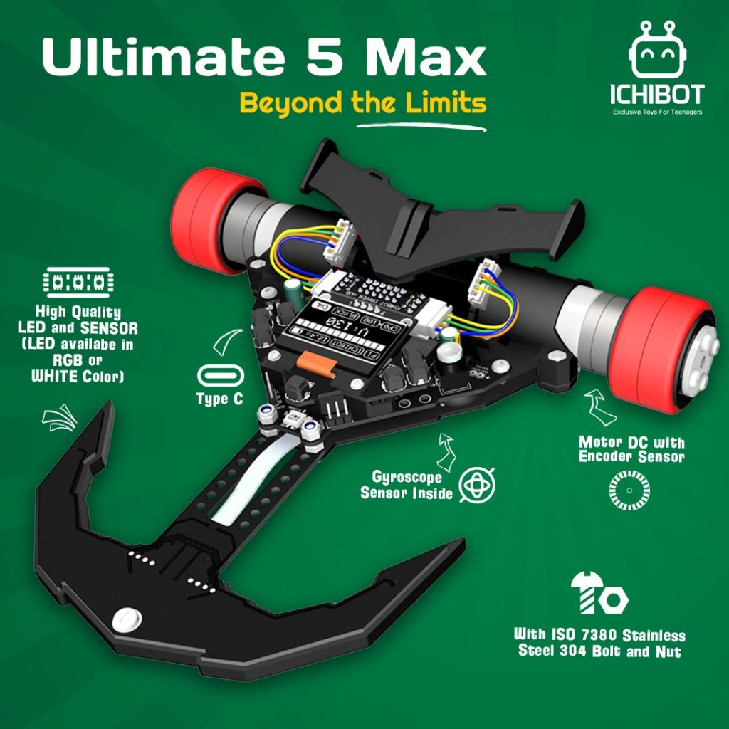 Jual Robot Line Follower ICHIBOT ULTIMATE 5 Max support Wifi dan ...