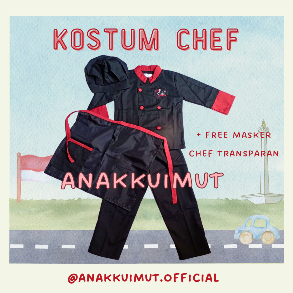 Jual [ANAKKUIMUT] KOSTUM CHEF WARNA MERAH ANAK - BAJU MASTERCHEF ANAK ...