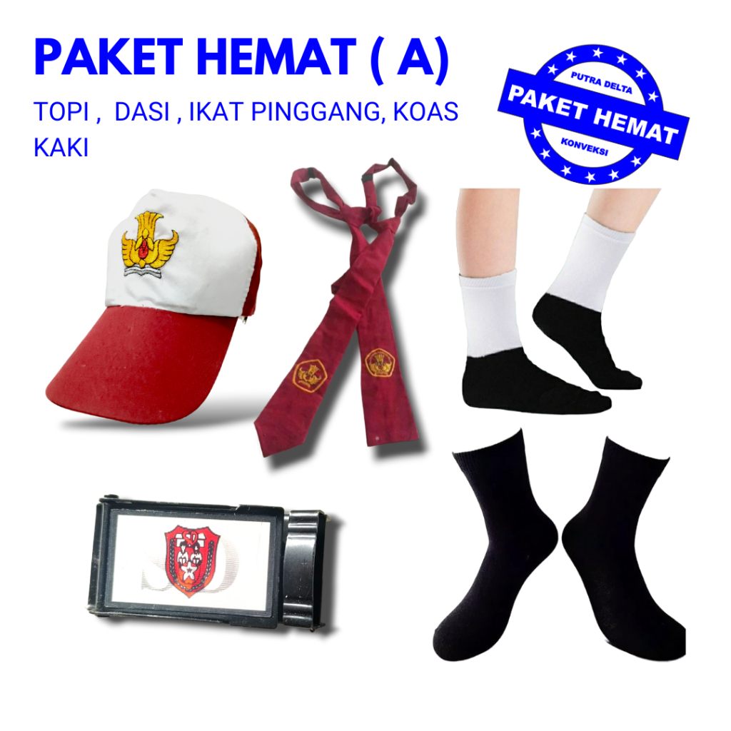 Jual SATU SET ATRIBUT SEKOLAH ANAK SD, TOPI SEKOLAH SD PEREKAT, DASI ...