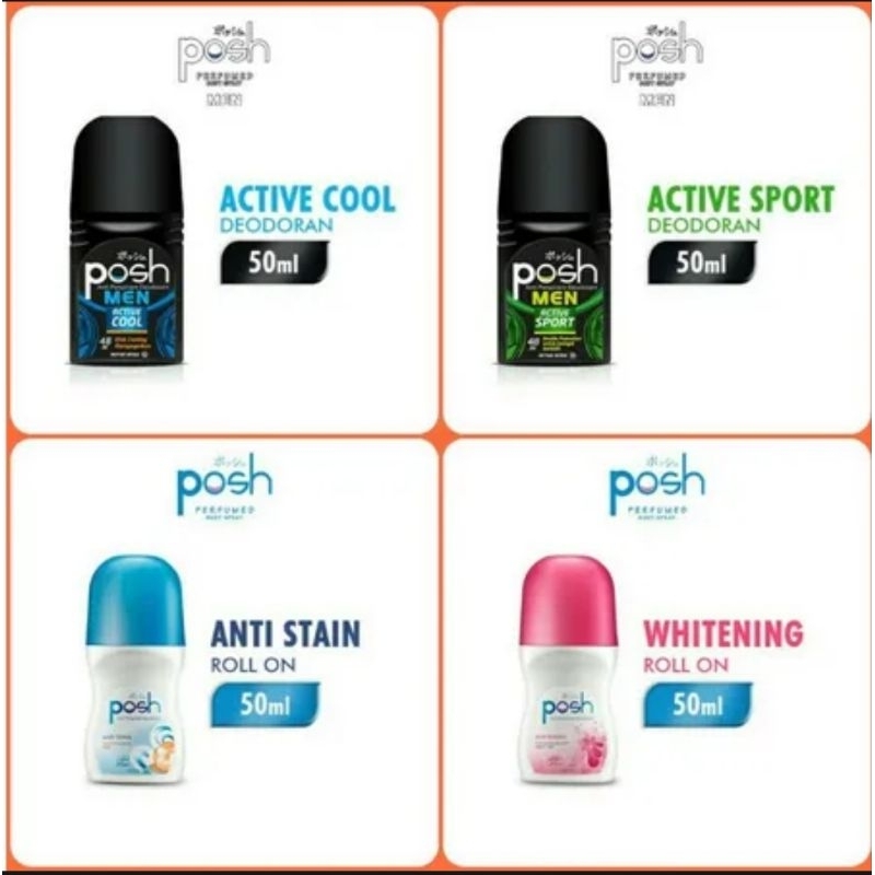 Jual Posh Deodorant Roll On All Varian 50 mL | Shopee Indonesia