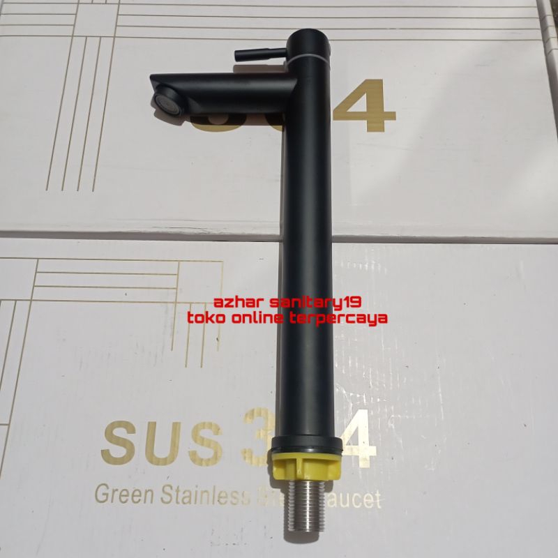 Jual kran westafel tinggi lurus 30 cm hitam / kran westafel bulat hitam ...