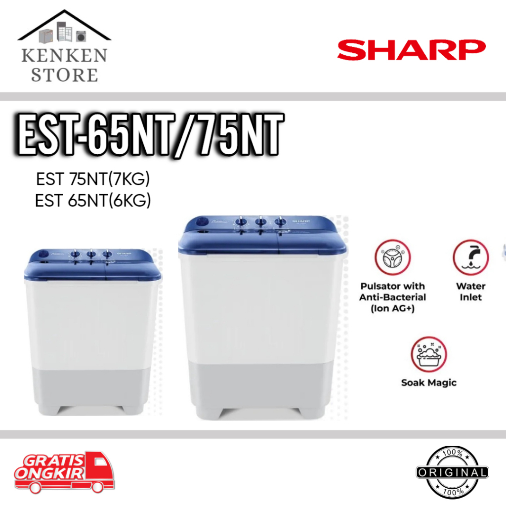 Jual MESIN CUCI SHARP 2 TABUNG 75NT 7 KG PUREMAGIC LOW WATT | Shopee ...