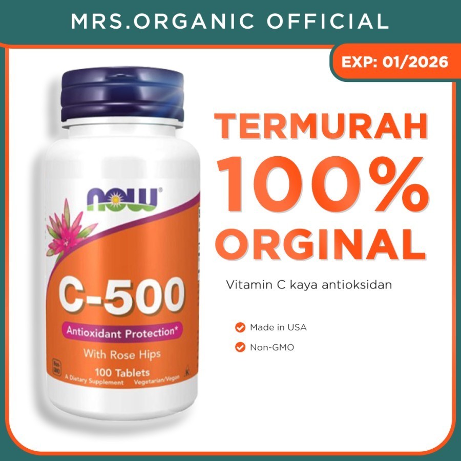 Jual NOW Vitamin C-500 C500 100 Tablet - imun daya tahan tubuh sariawan | Shopee Indonesia