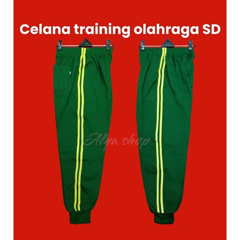 Jual Celana Training Olahraga SD Hijau List Kuning - pakai Ban dan ...