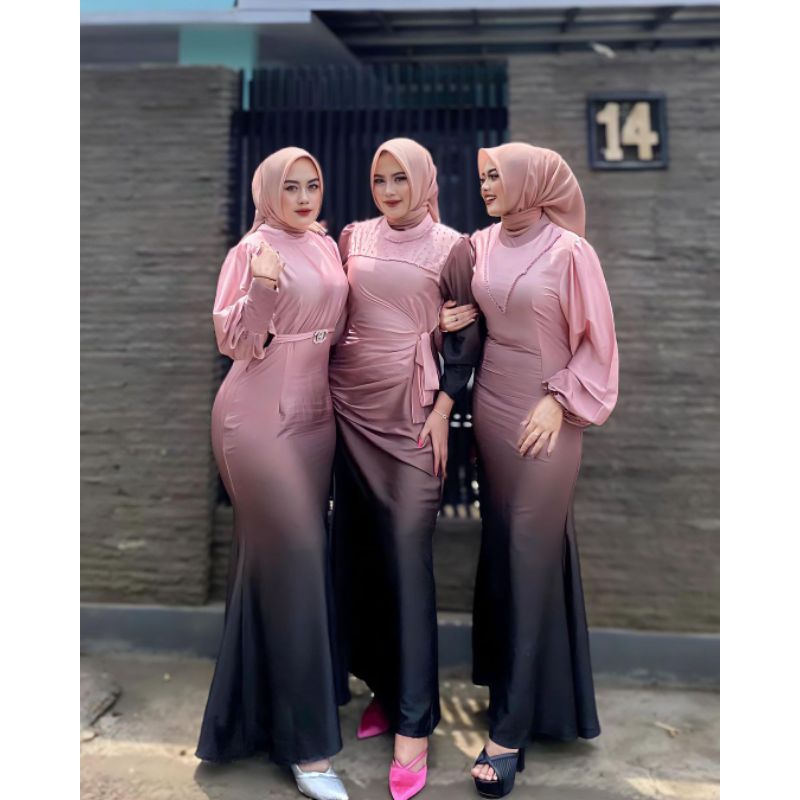 Jual Dress pesta baju kondangan Bridesmaid dress gradasi | Shopee Indonesia
