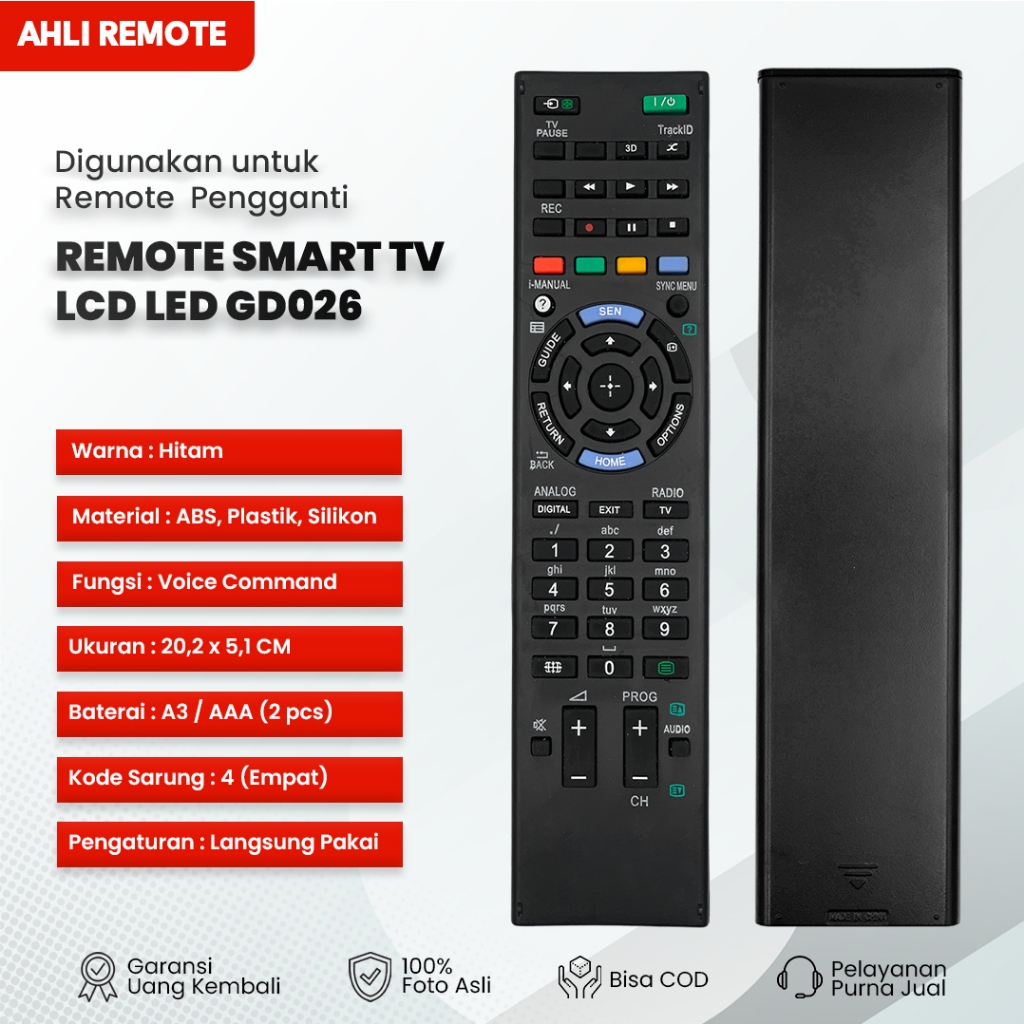 Jual Remote TV Sony Bravia Smart TV GD026 / Remot LCD LED Sony Bravia ... Jual Remote TV Sony Bravia Smart TV GD026 / Remot LCD LED Sony Bravia ...